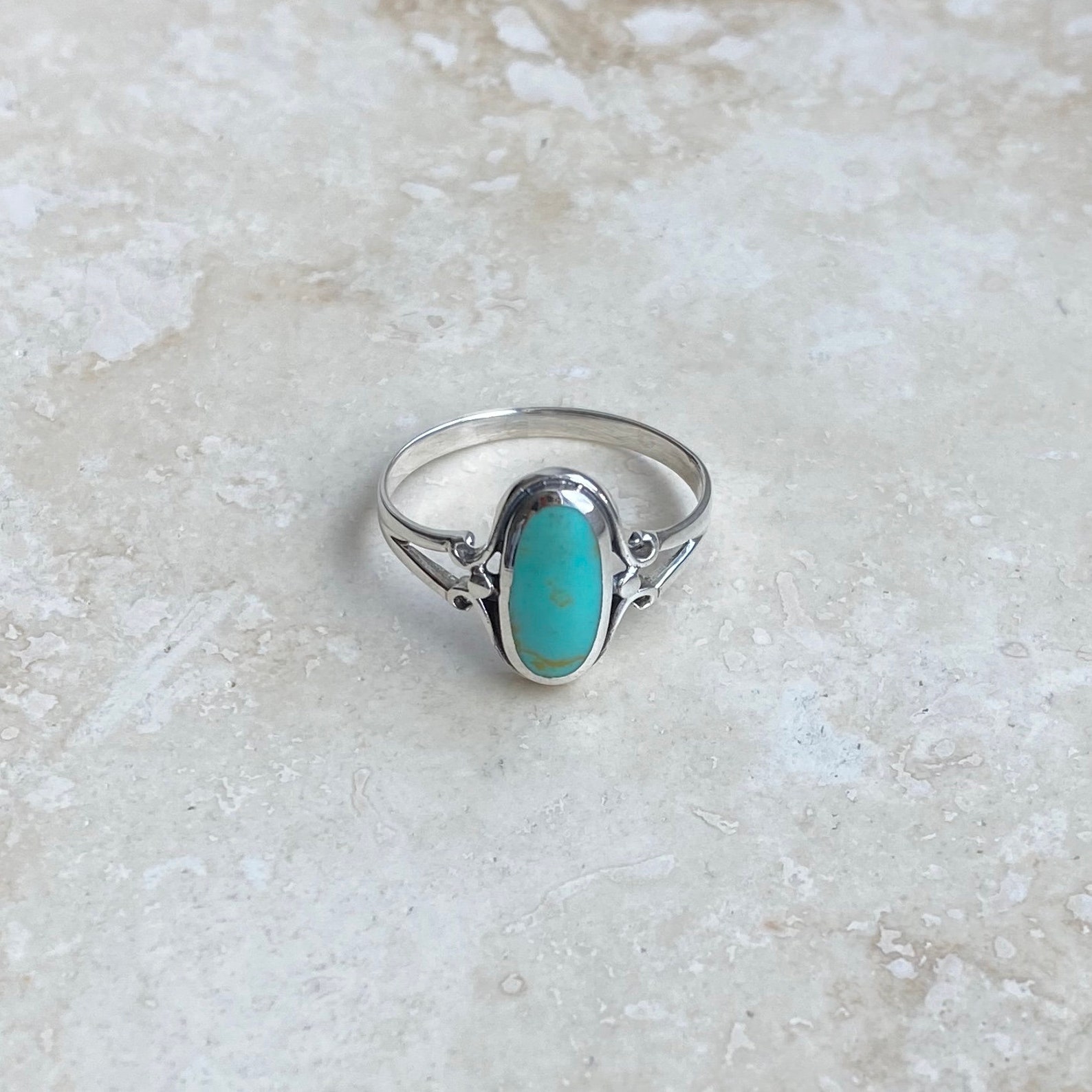 Sterling Silver Oval Turquoise Stone Ring Boho Ring Silver - Etsy