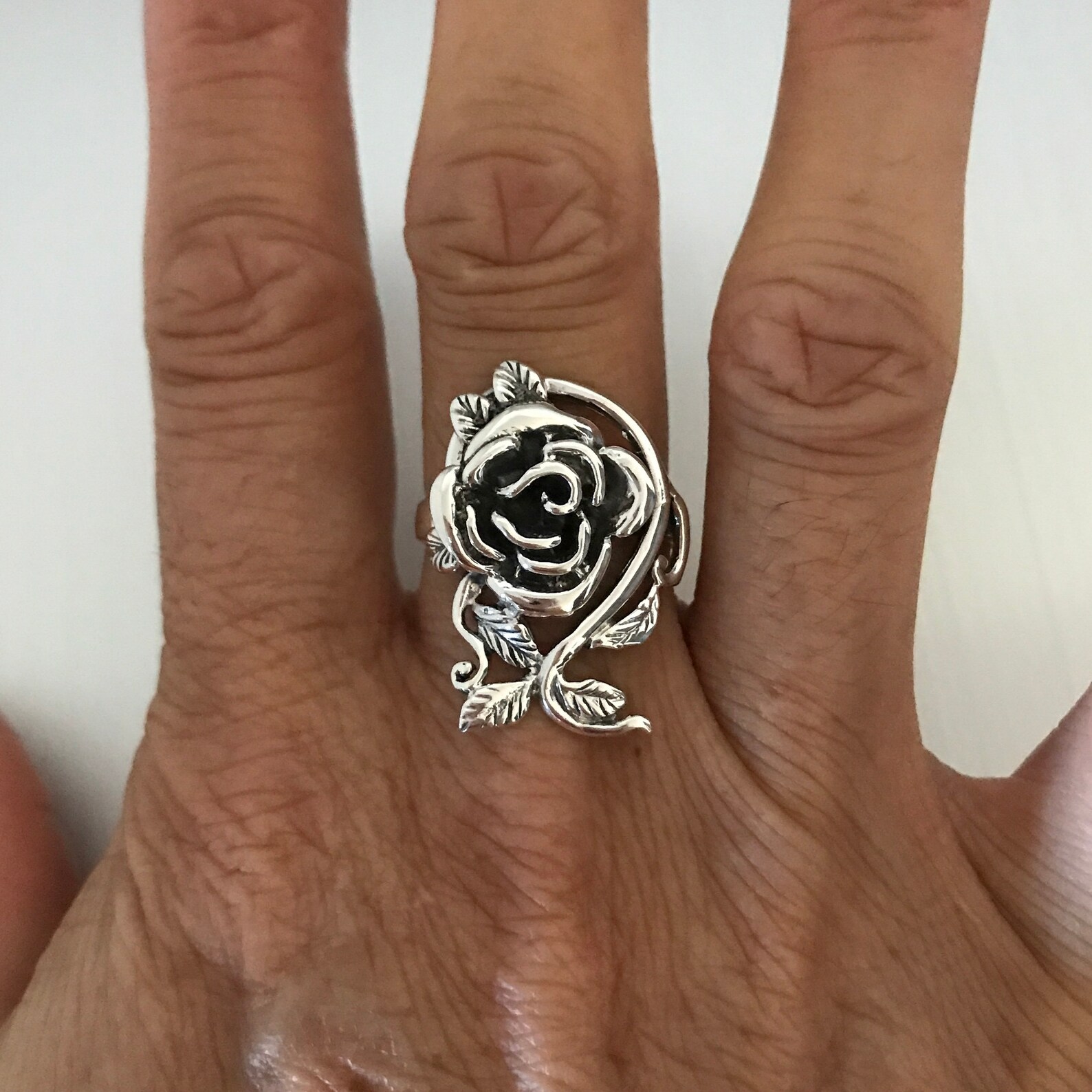 Sterling Silver Solid Rose Ring Flower Ring Love Ring | Etsy