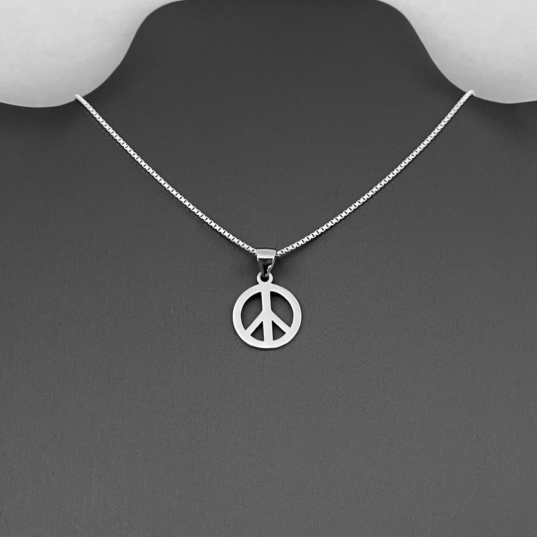 Sterling Silver Peace Sign Necklace, Peace Necklace, Silver Necklace ...