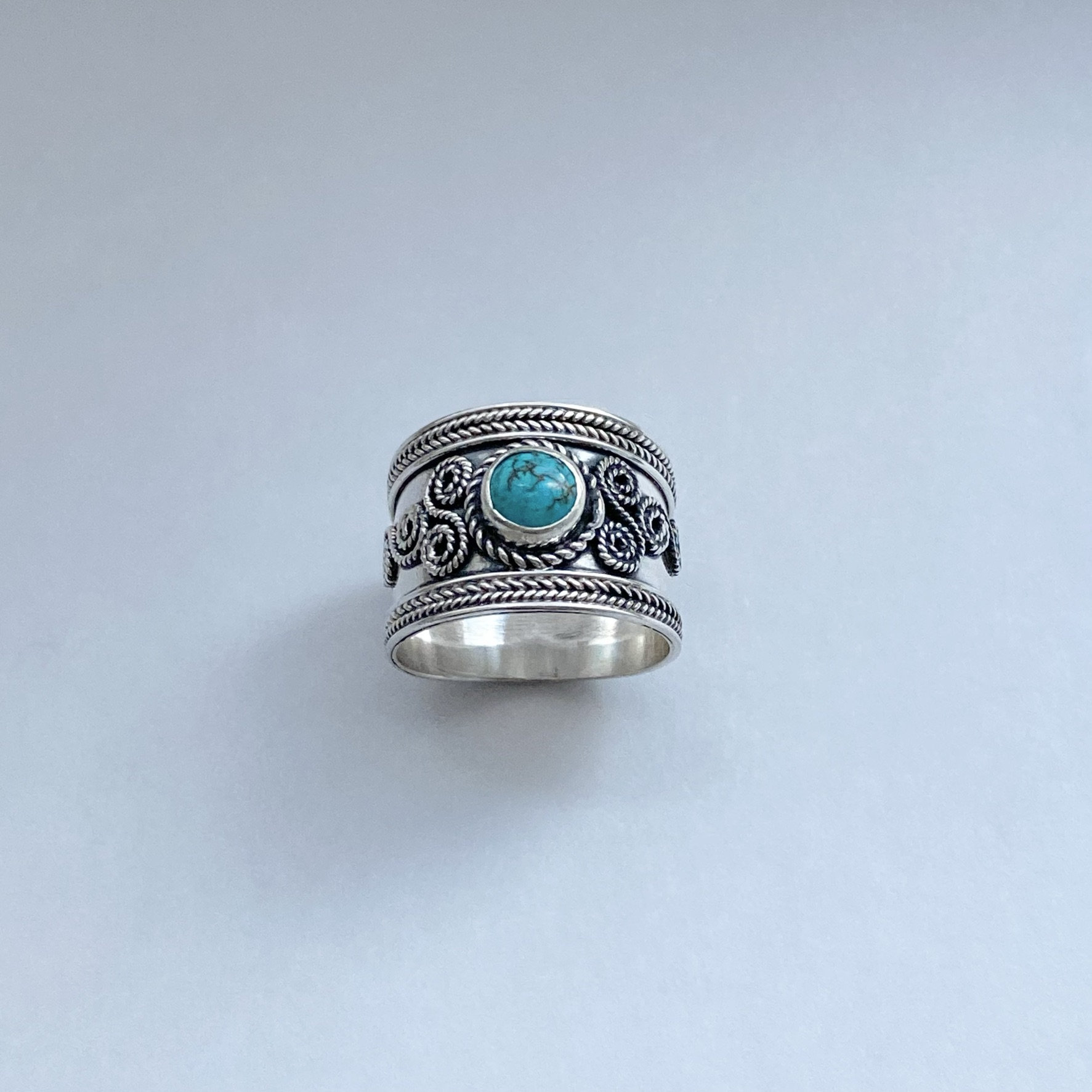 Sterling Silver Bali Style Genuine Turquoise Ring Boho Ring - Etsy