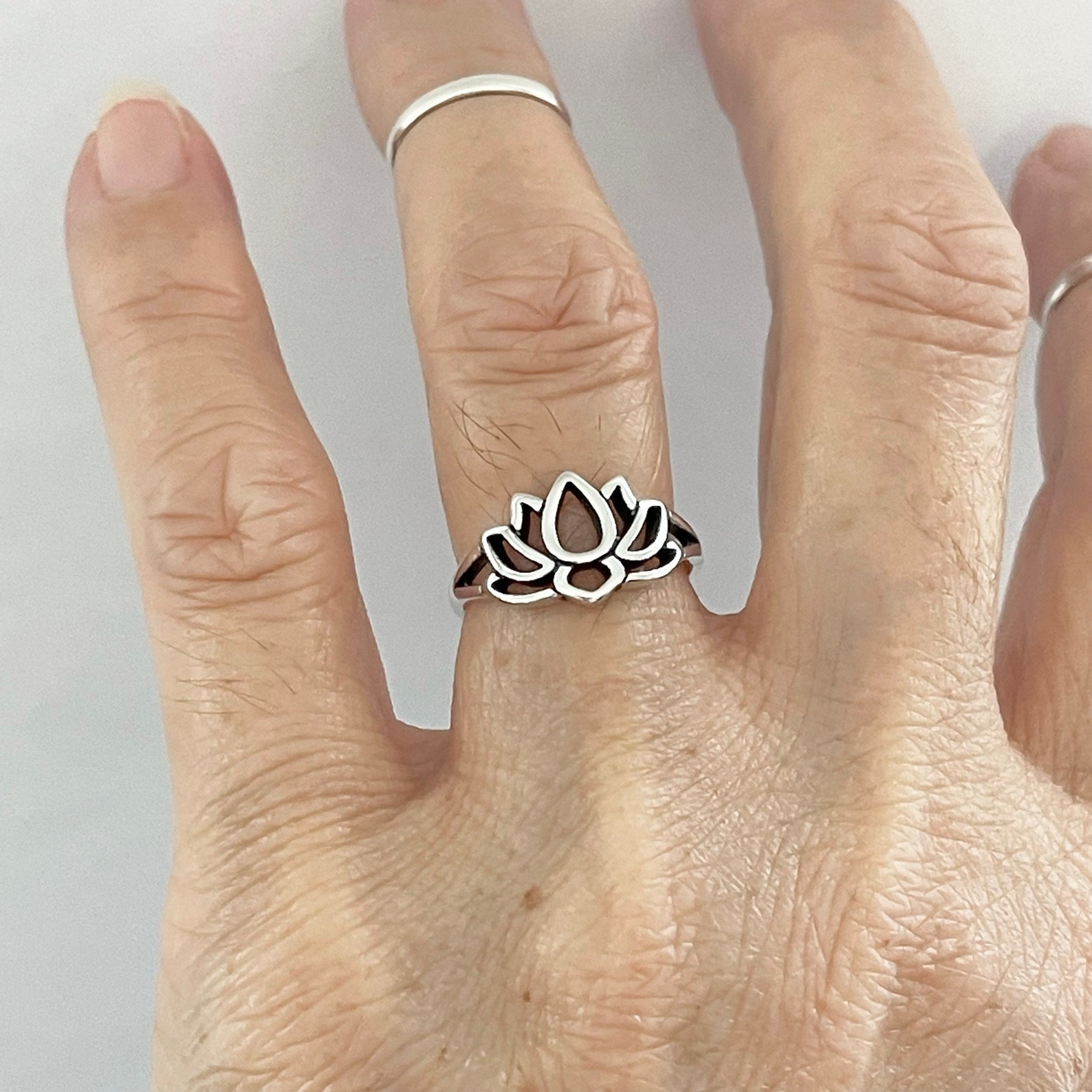 Sterling Silver Lotus Ring Silver Ring Flower Ring Boho - Etsy