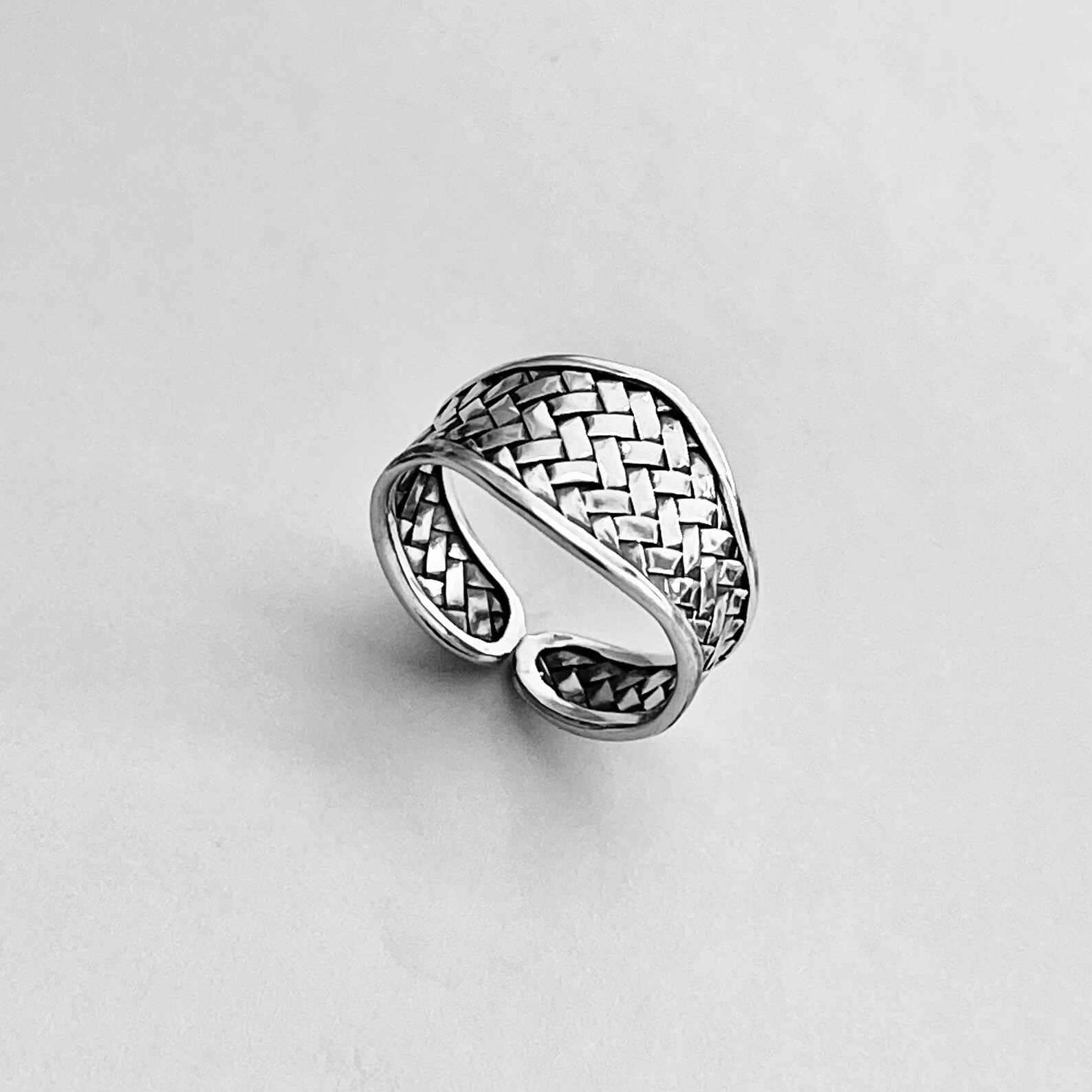 Sterling Silver Cuff Weave Ring Braided Ring Silver Ring - Etsy