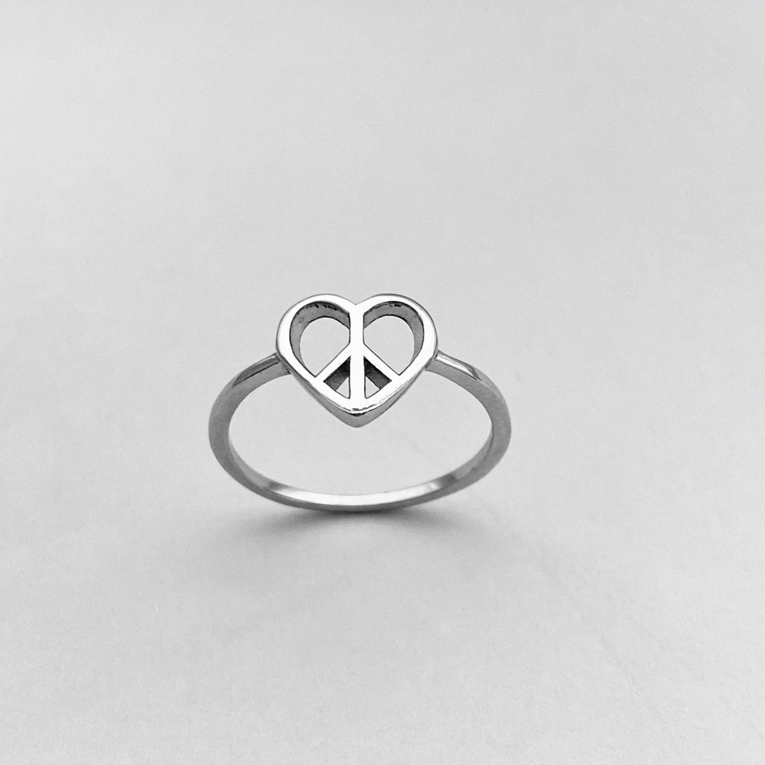 Sterling Silver Love Peace Ring Love Ring Silver Ring Heart - Etsy