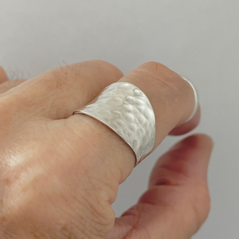Sterling Silver Thin Hammered Concave Ring Boho Ring Silver - Etsy