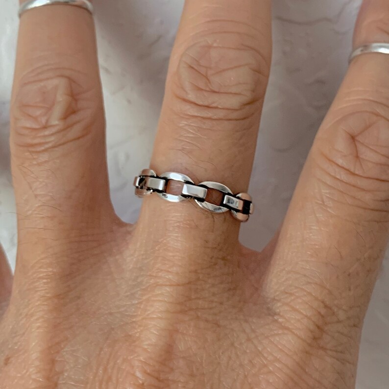 Sterling Silver Round Link Ring Boho Ring Stackable Ring | Etsy