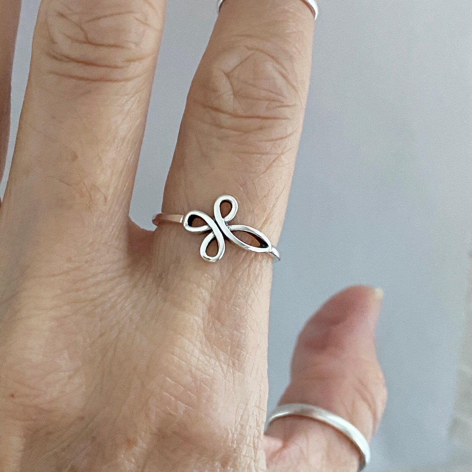 Sterling Silver Intertwined Sideway Cross Ring Dainty Ring - Etsy
