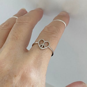 Sterling Silver Love Peace Ring Love Ring Silver Ring Heart - Etsy
