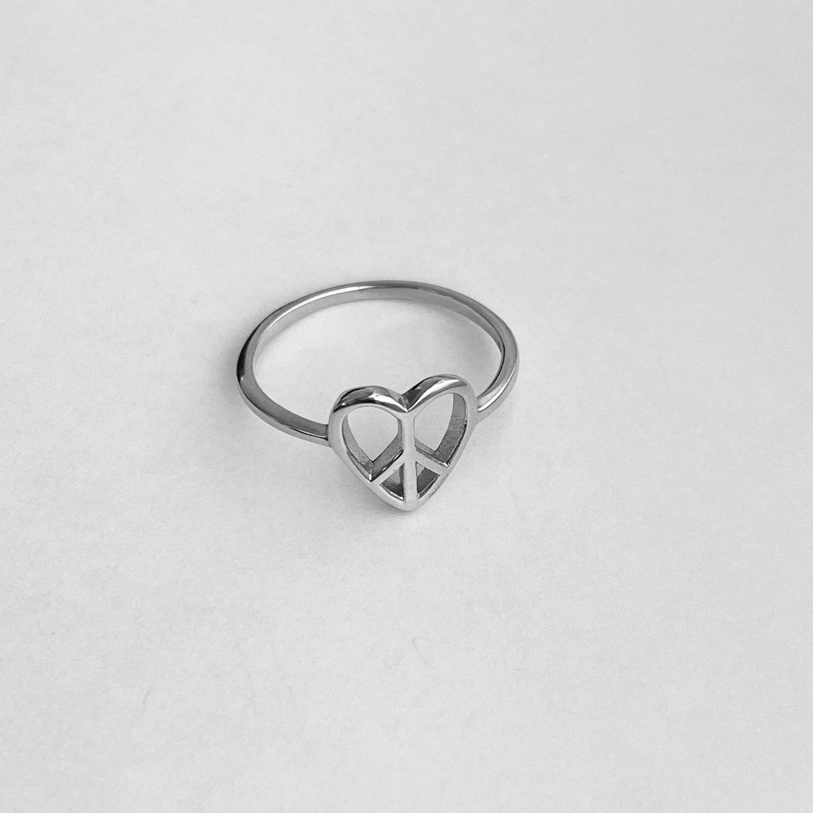 Sterling Silver Love Peace Ring Love Ring Silver Ring Heart - Etsy
