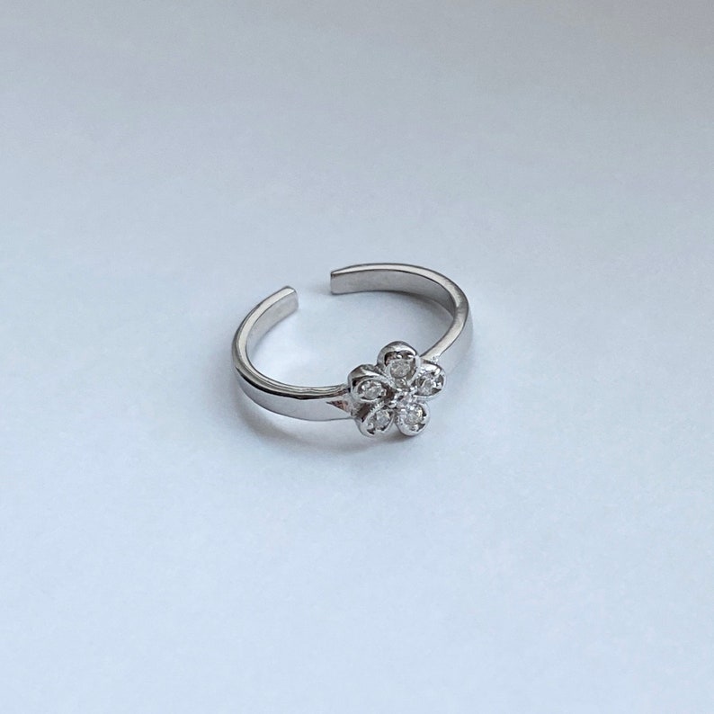 Sterling Silver CZ Flower Toe Ring Silver Ring CZ Ring | Etsy