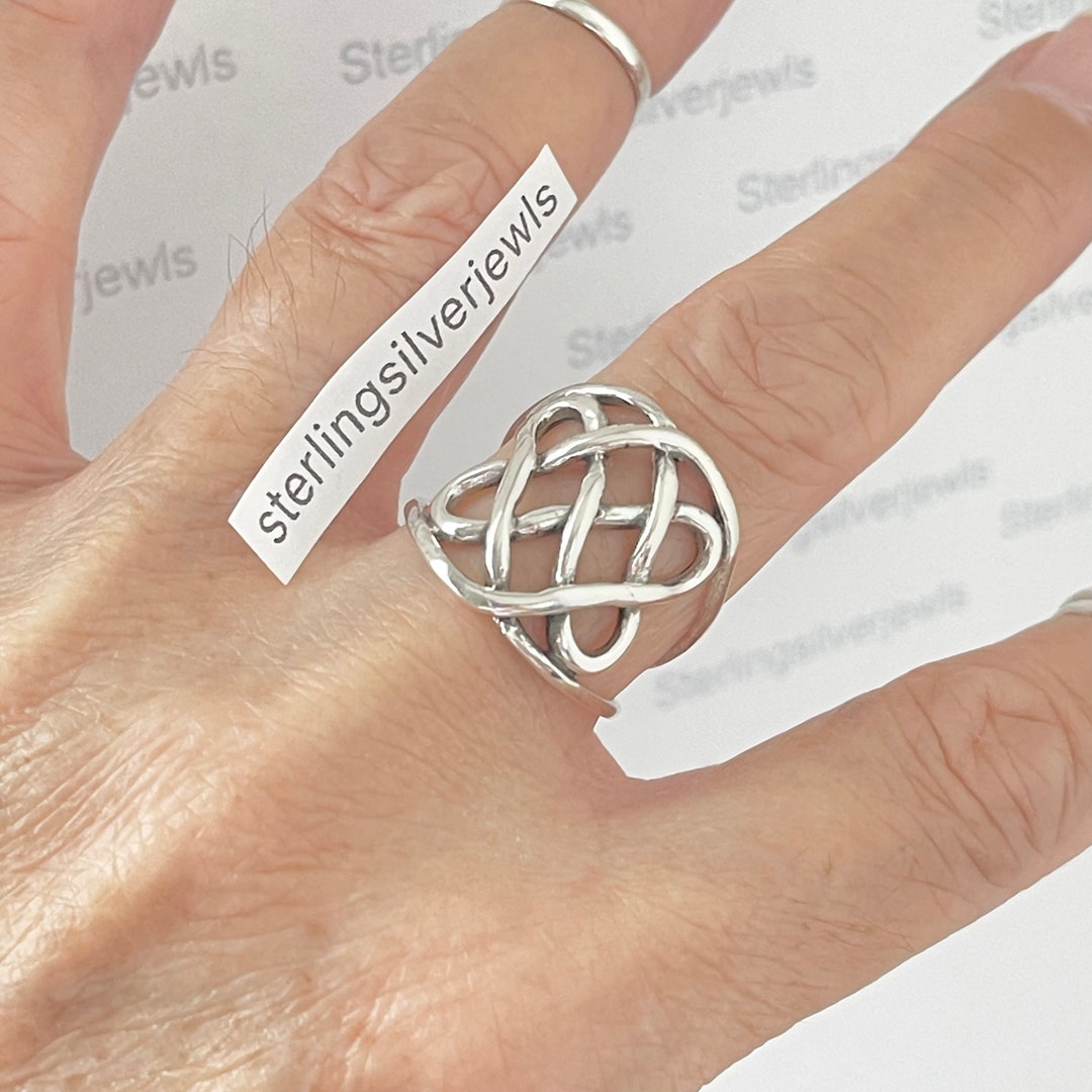 Sterling Silver Large Weave Infinity Heart Ring, Braided Ring ...