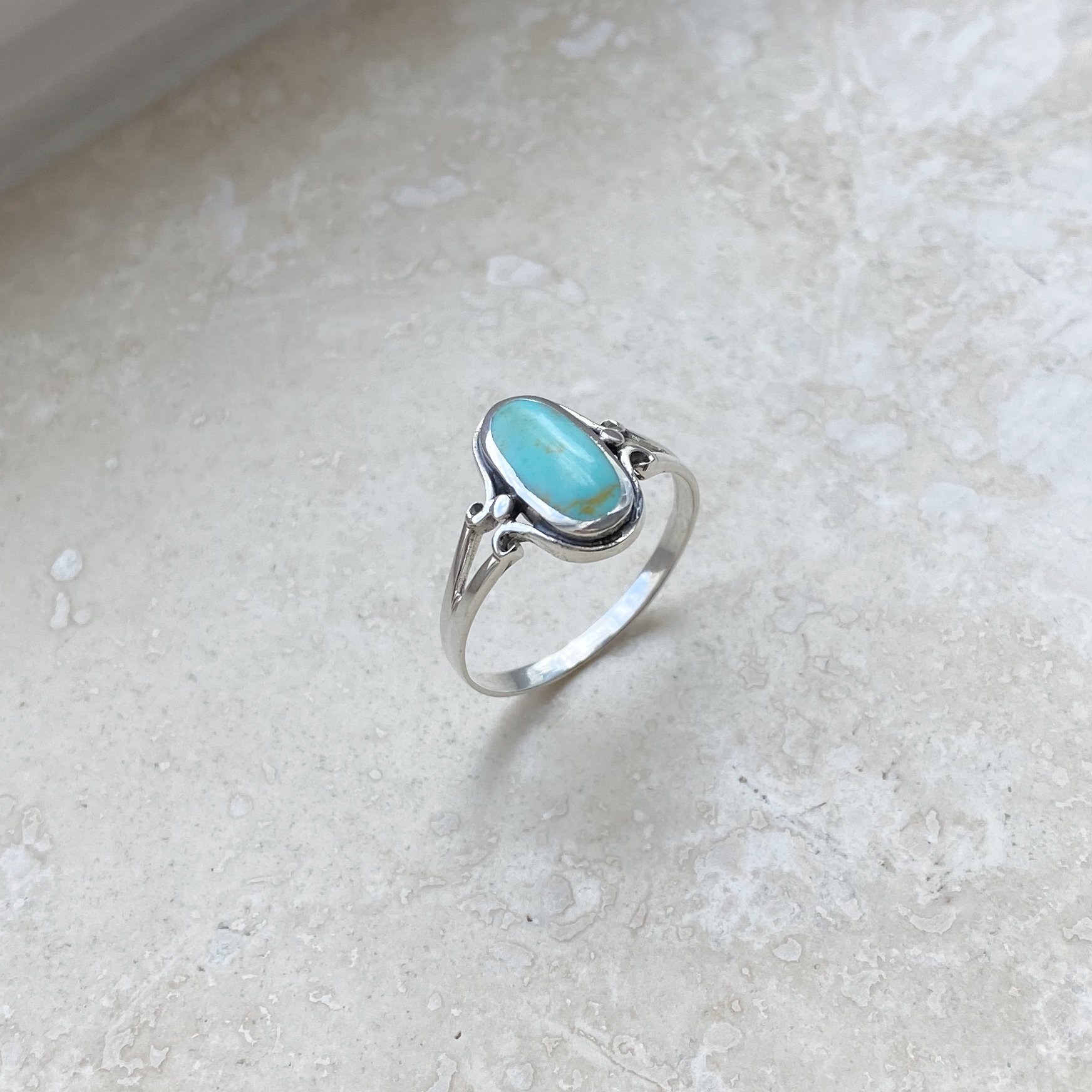 Sterling Silver Oval Turquoise Stone Ring Boho Ring Silver - Etsy