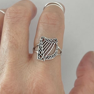 Sterling Silver Harp Ring, Note Ring, Instrument Ring, Silver Ring ...