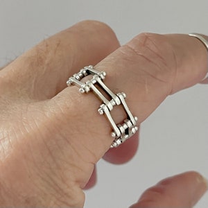 Sterling Silver Unisex Bike Chain Ring, Bikers Ring, Link Ring, Bicycle ...