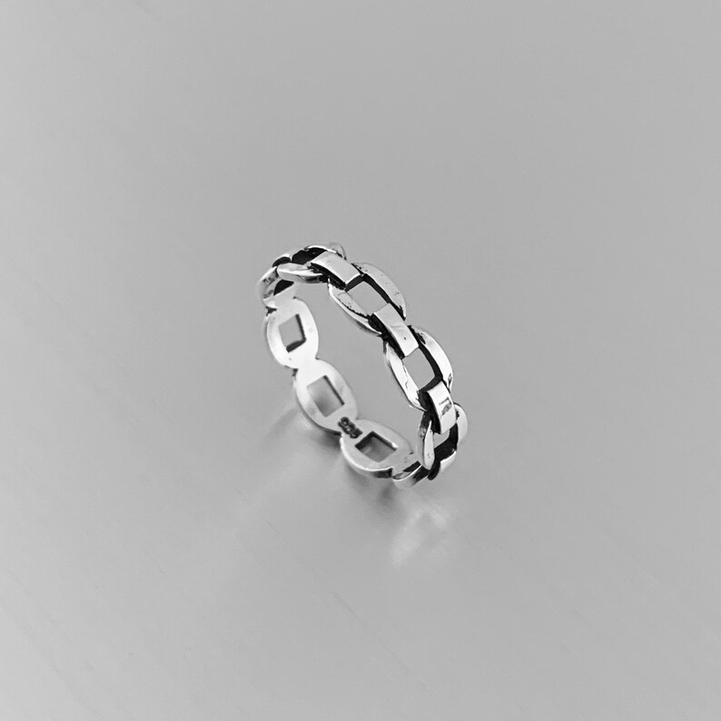 Sterling Silver Round Link Ring Boho Ring Stackable Ring | Etsy