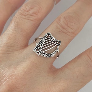 Sterling Silver Harp Ring, Note Ring, Instrument Ring, Silver Ring ...