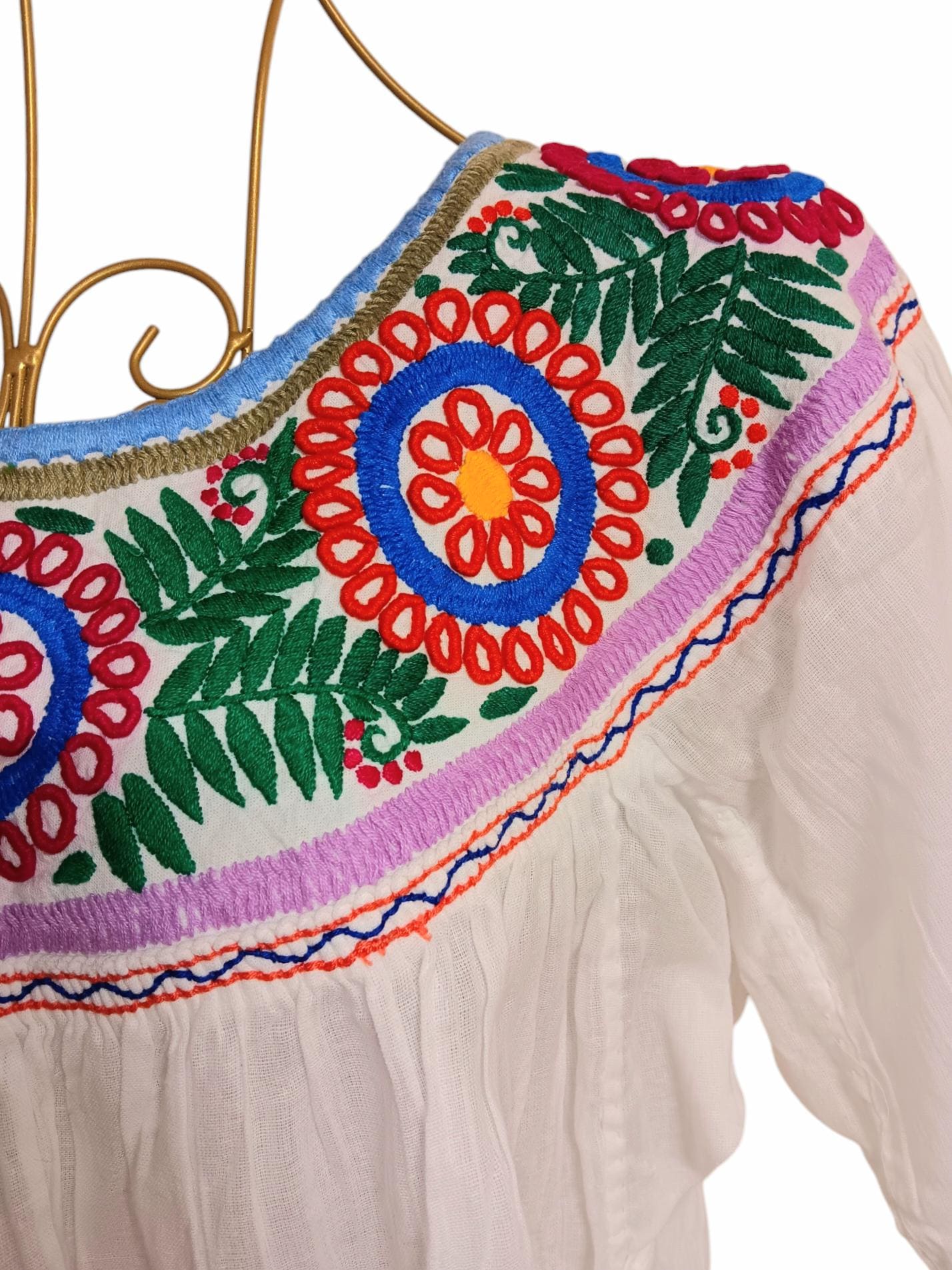 Hand Embroidered Blouse Huipil Floral Embroidered Design Coral - Etsy