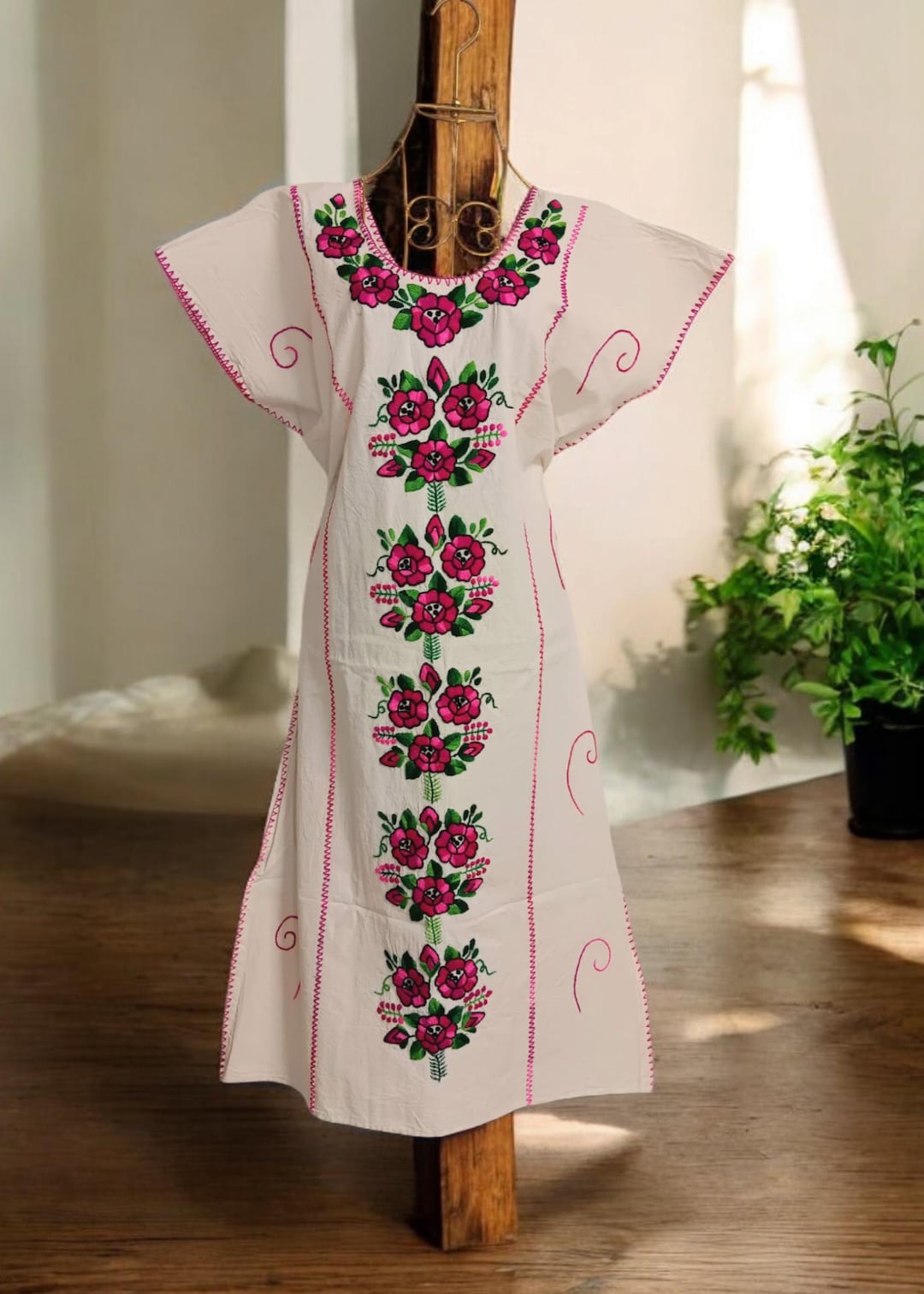 Authentic Mexican Huipil Dress Hand-embroidered Tunic Long Dress - Etsy