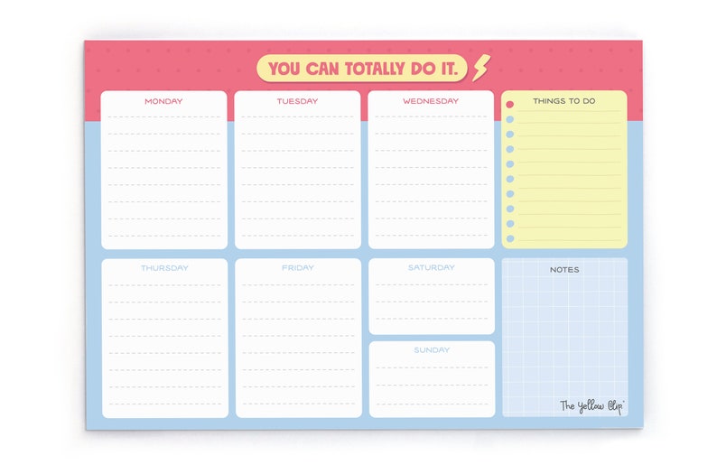 PRINTED Undated Weekly Desk Planner, Dateless Weekly Planner, Cute ...