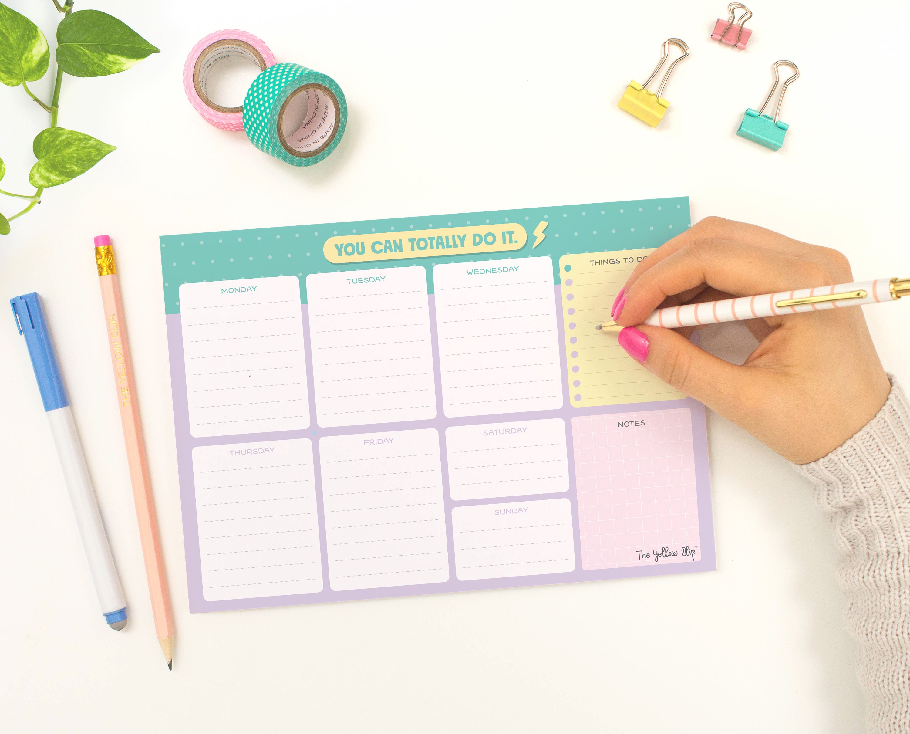 PRINTED Undated Weekly Desk Planner, Dateless Weekly Planner, Cute ...