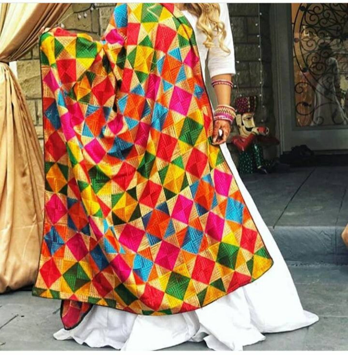 Beautiful phulkari dupatta long colorful dupatta for women | Etsy
