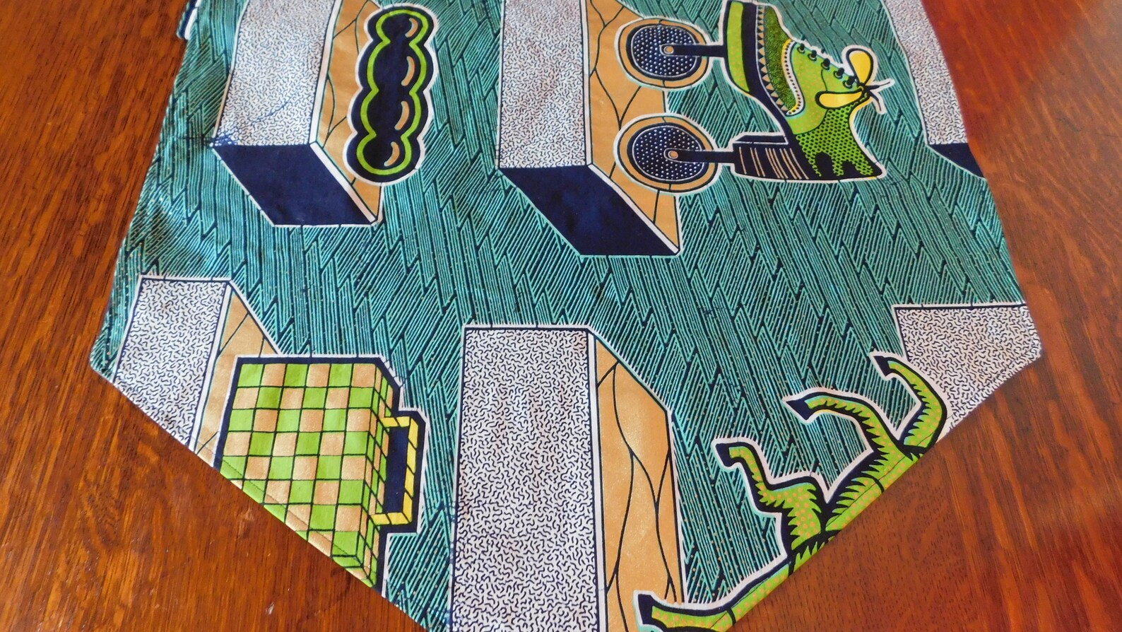 Aqua Blue Dutch Wax Table Runner - Beautiful Iconic Vlisco Design ...