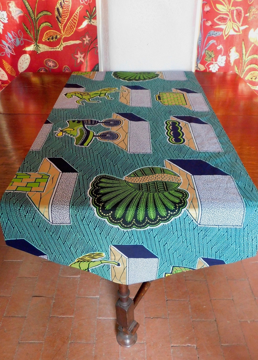 Aqua Blue Dutch Wax Table Runner - Beautiful Iconic Vlisco Design ...