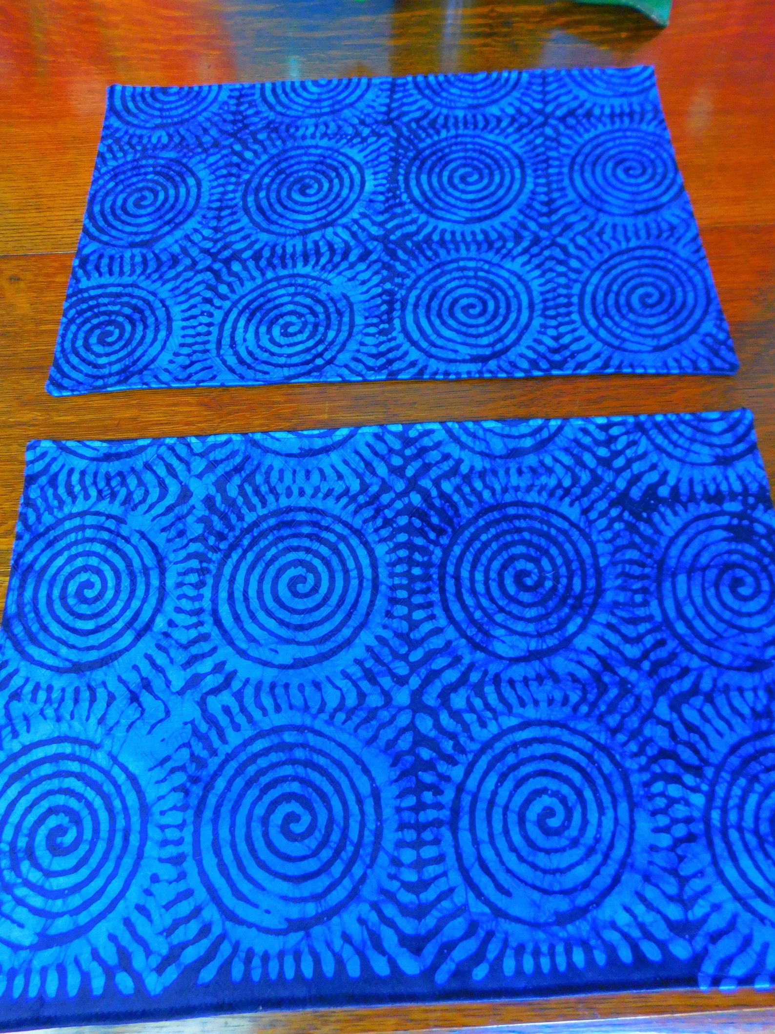 Blue African Indigo Adire Cloth Placemats: Spiral Design - Set of Two ...