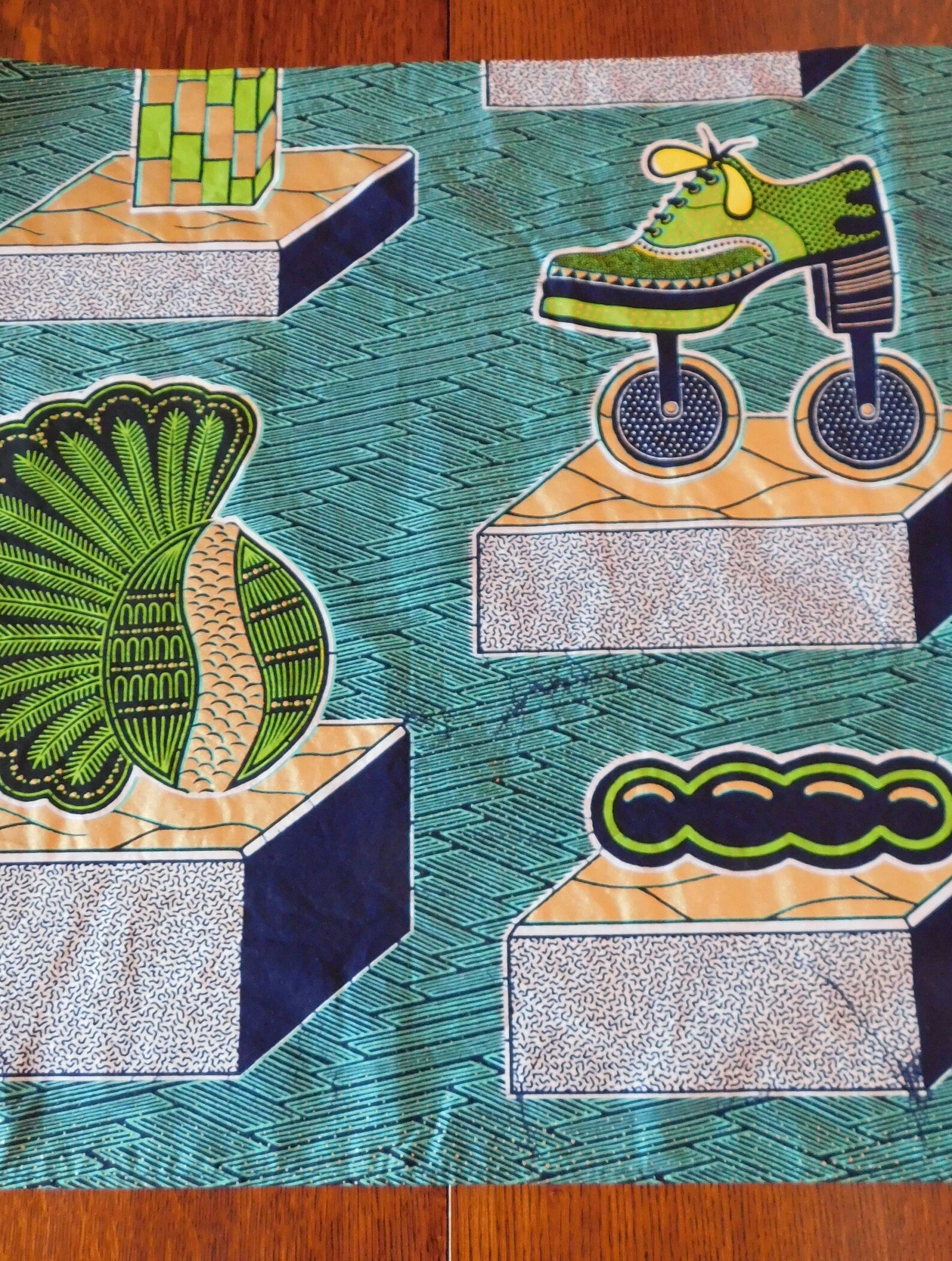 Aqua Blue Dutch Wax Table Runner - Beautiful Iconic Vlisco Design ...