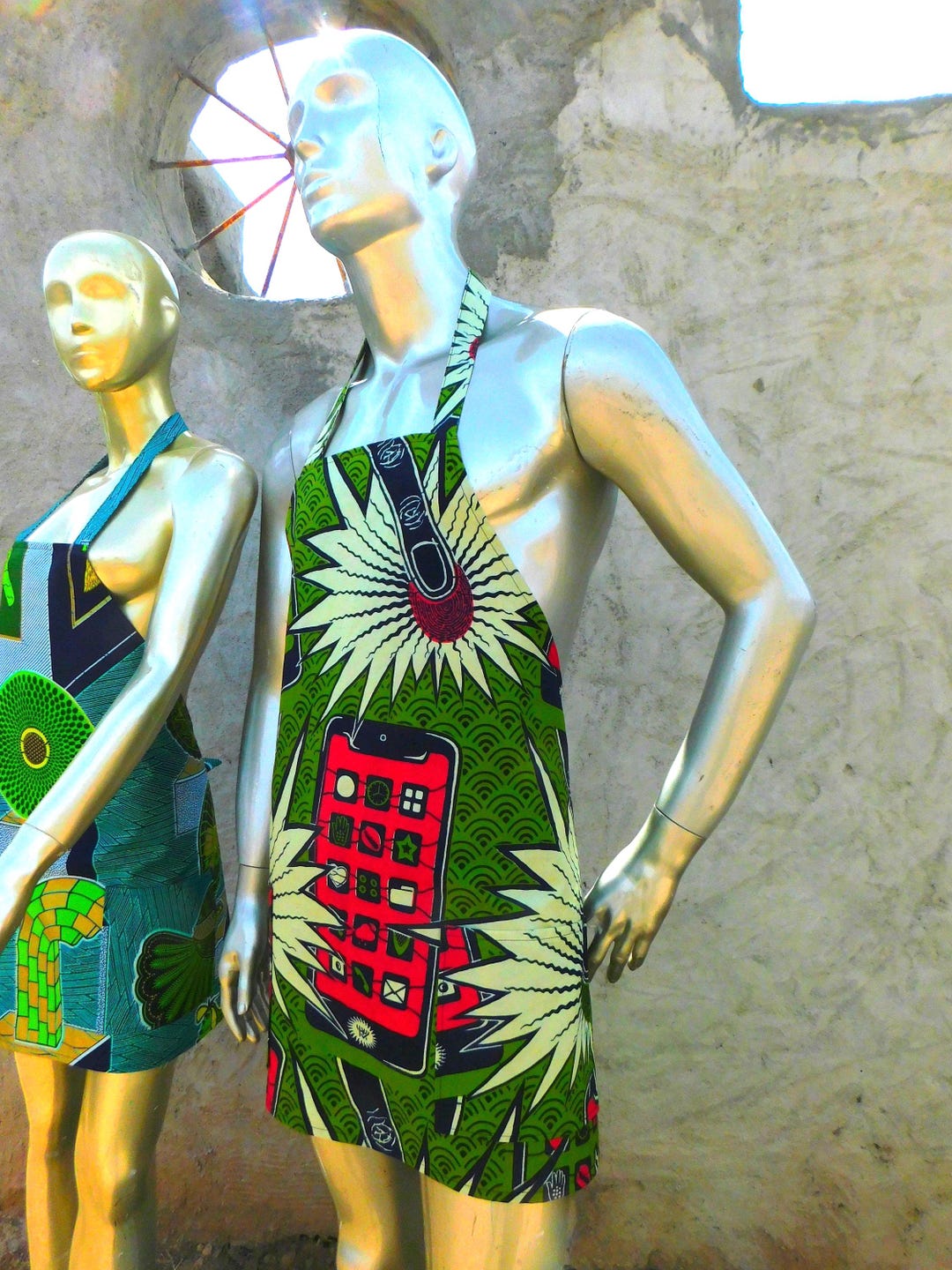 Vlisco Dutch Wax Block Object Print Apron: Ankara Fabric, Mobile Phone ...