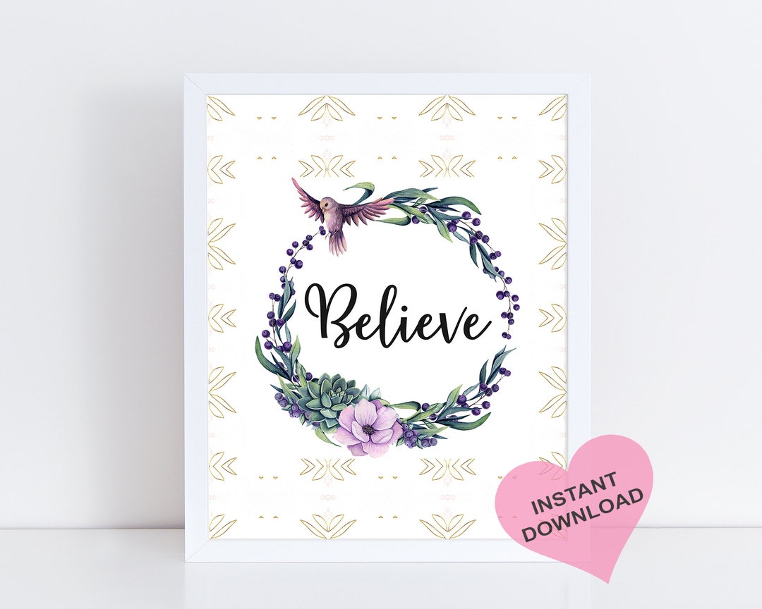 Printable Art "believe" Digital Download" – Home Décor / Prints / Décor ...