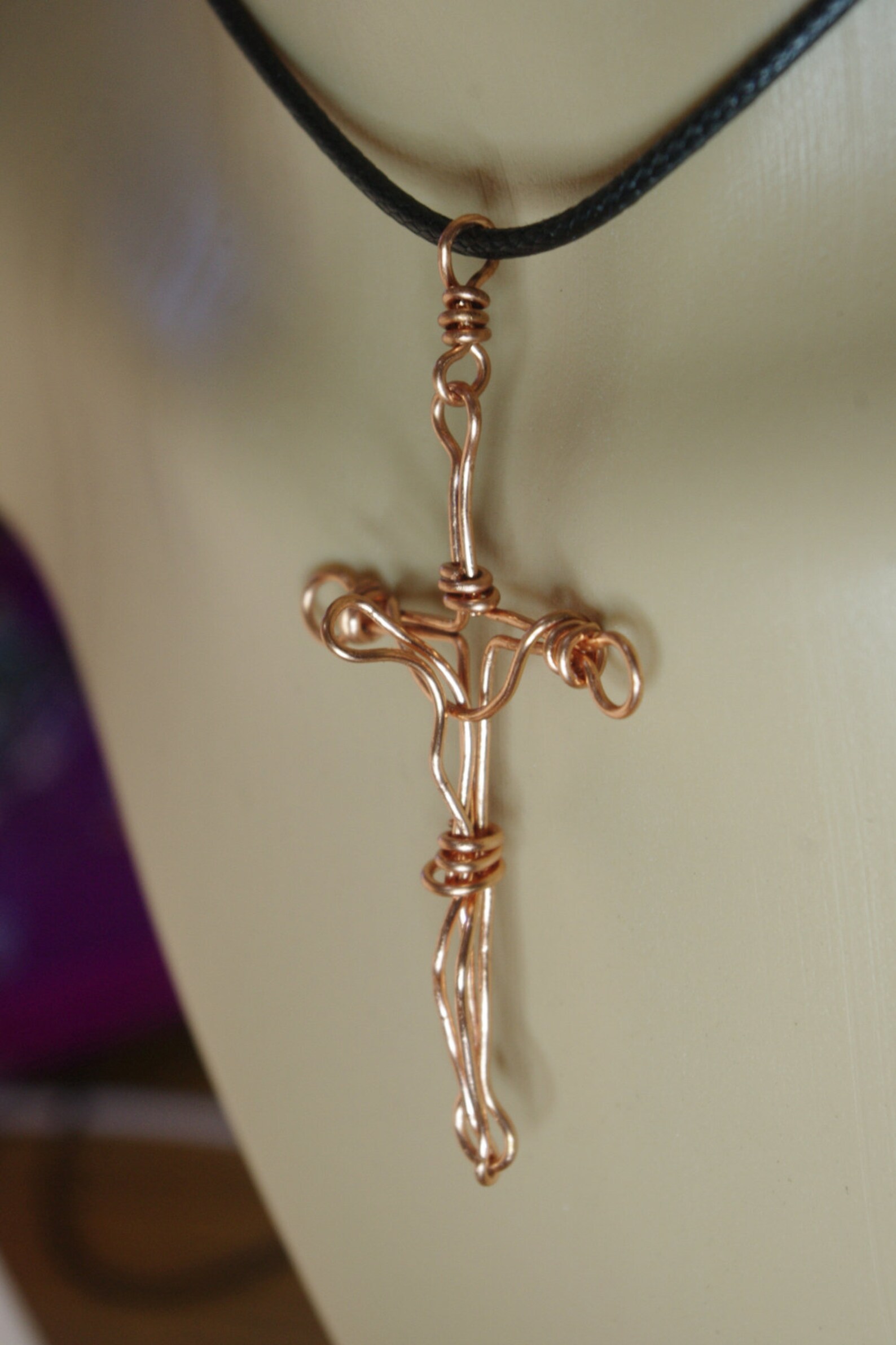 Copper Wire Wrapped Cross Crucifix Hand Crafted | Etsy