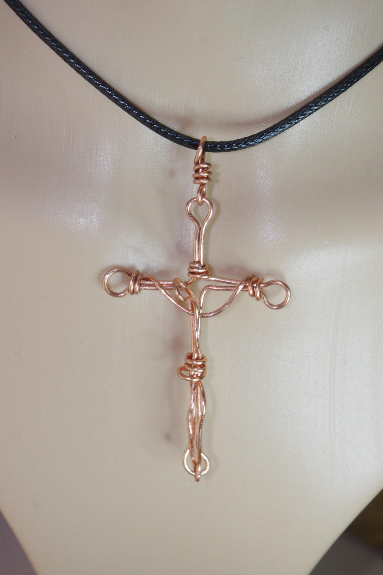 Copper Wire Wrapped Cross Crucifix Hand Crafted | Etsy