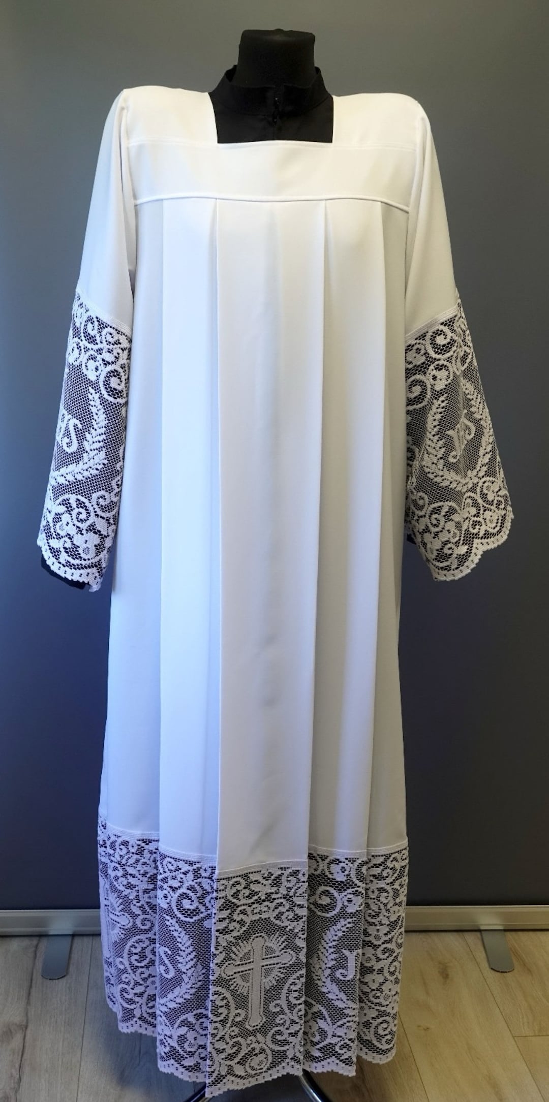 Lace Alb With Black Linen Square Neck Chasuble Vestments Black - Etsy