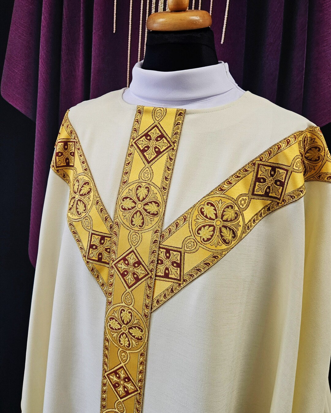 Cream Chasuble With Trim Vestment - Etsy