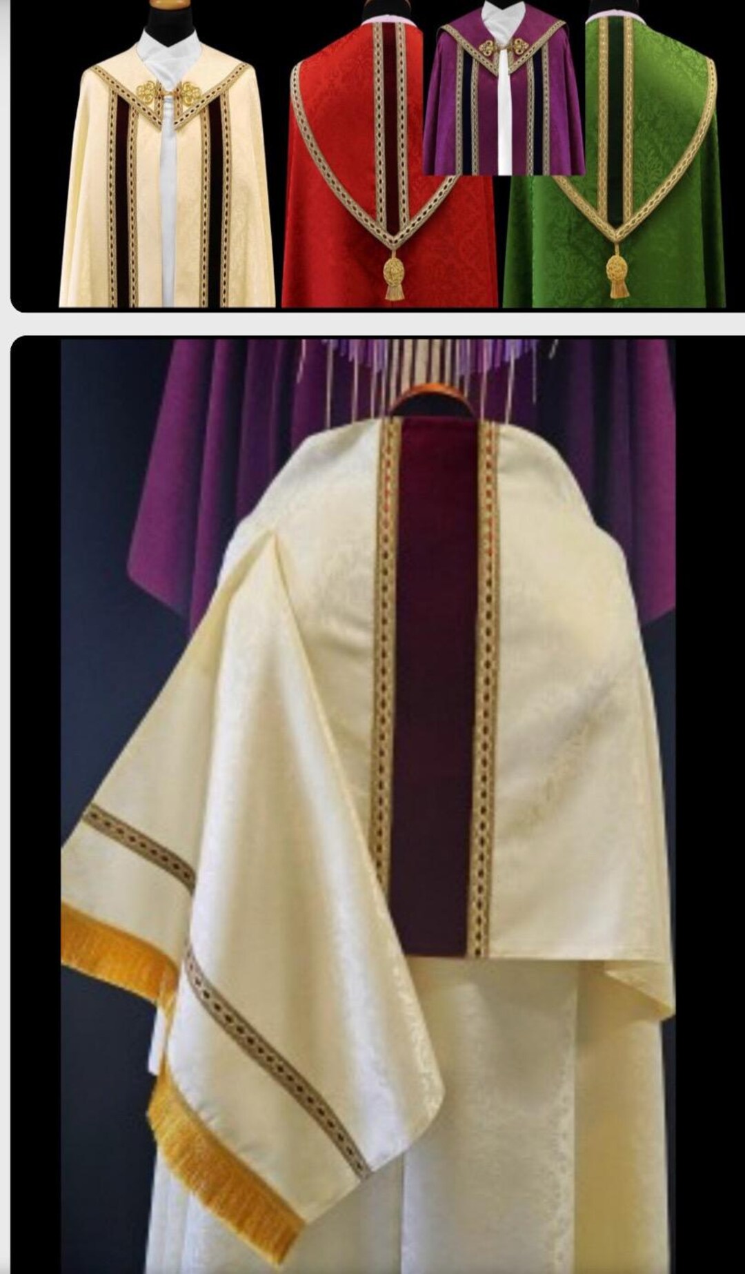 Cope Set With Matching Humeral Veil White Red Purple and Green Chasuble ...