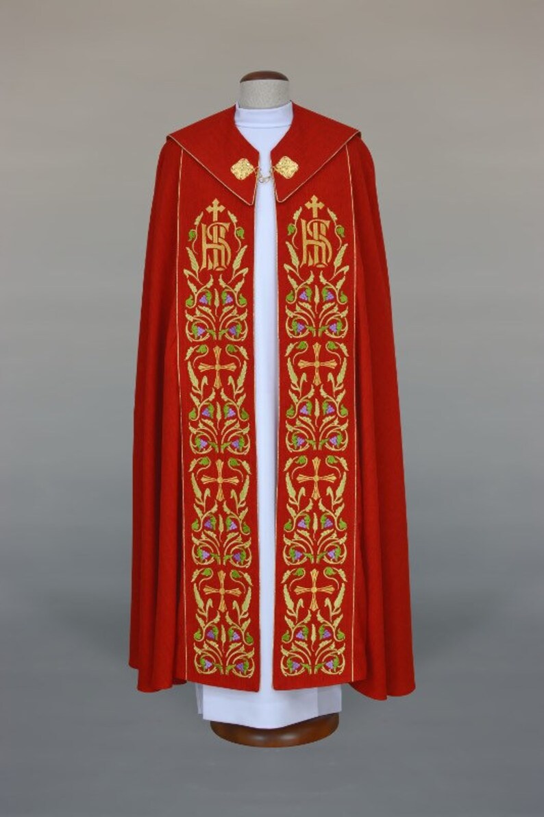 Red Embroidered Cope Chasuble Vestments - Etsy