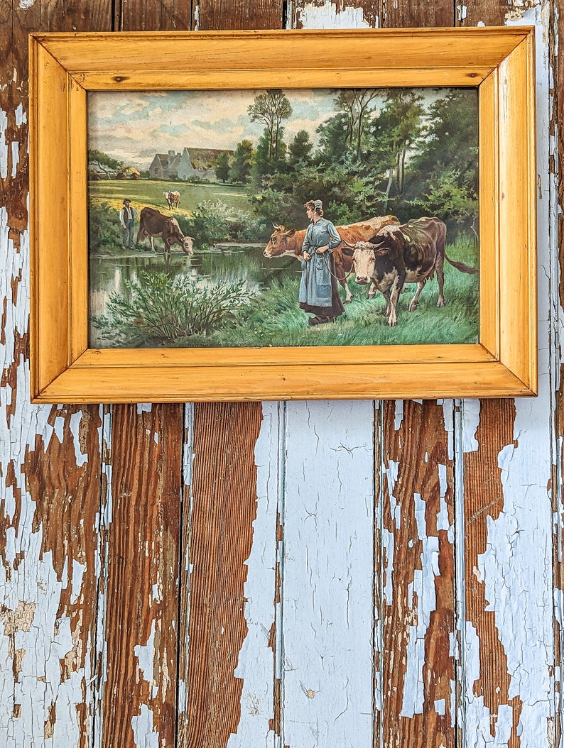 Vintage Cow Print Vintage Cow Painting Vintage Cow Art Antique Cow ...