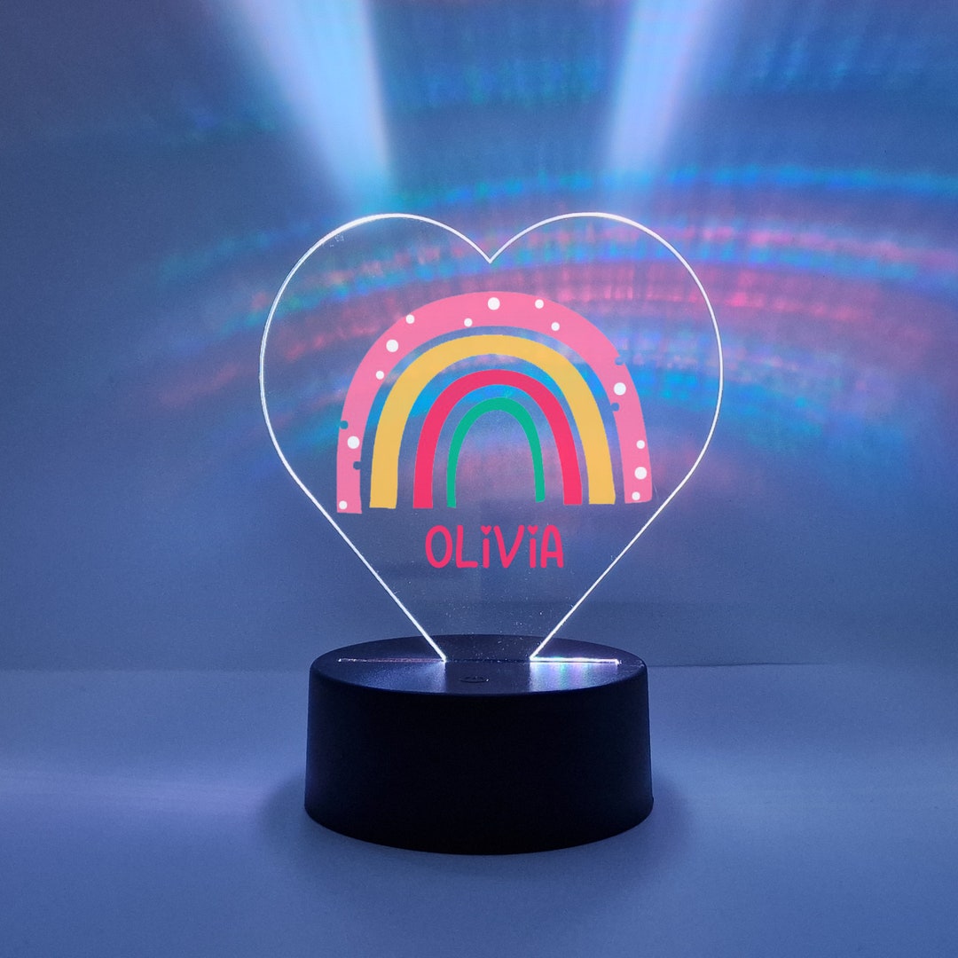 Personalised Rainbow Print Night Light, Baby Boys Girls Room, New Born ...