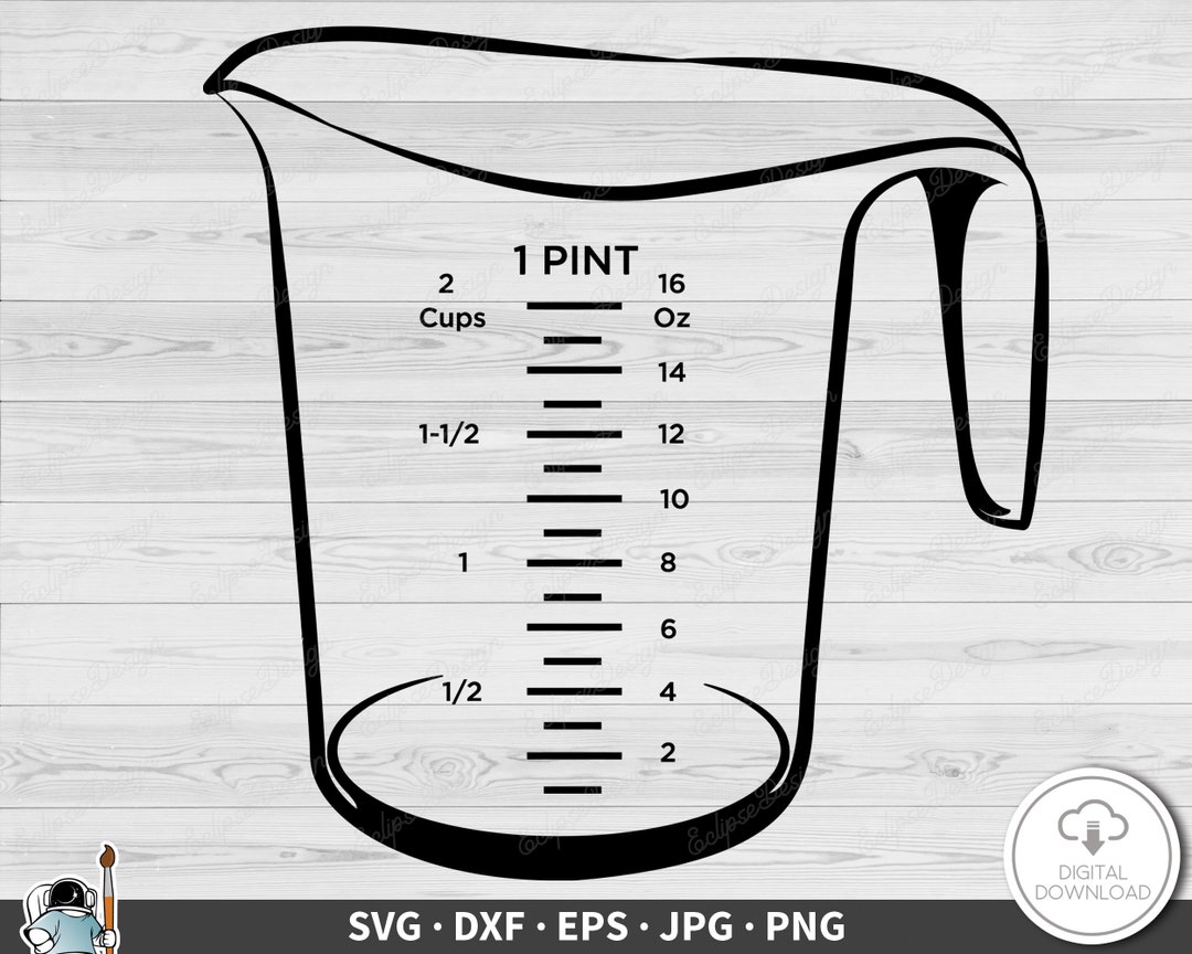 Measuring Cup SVG Cooking Clip Art Cut File Silhouette Instant Digital ...