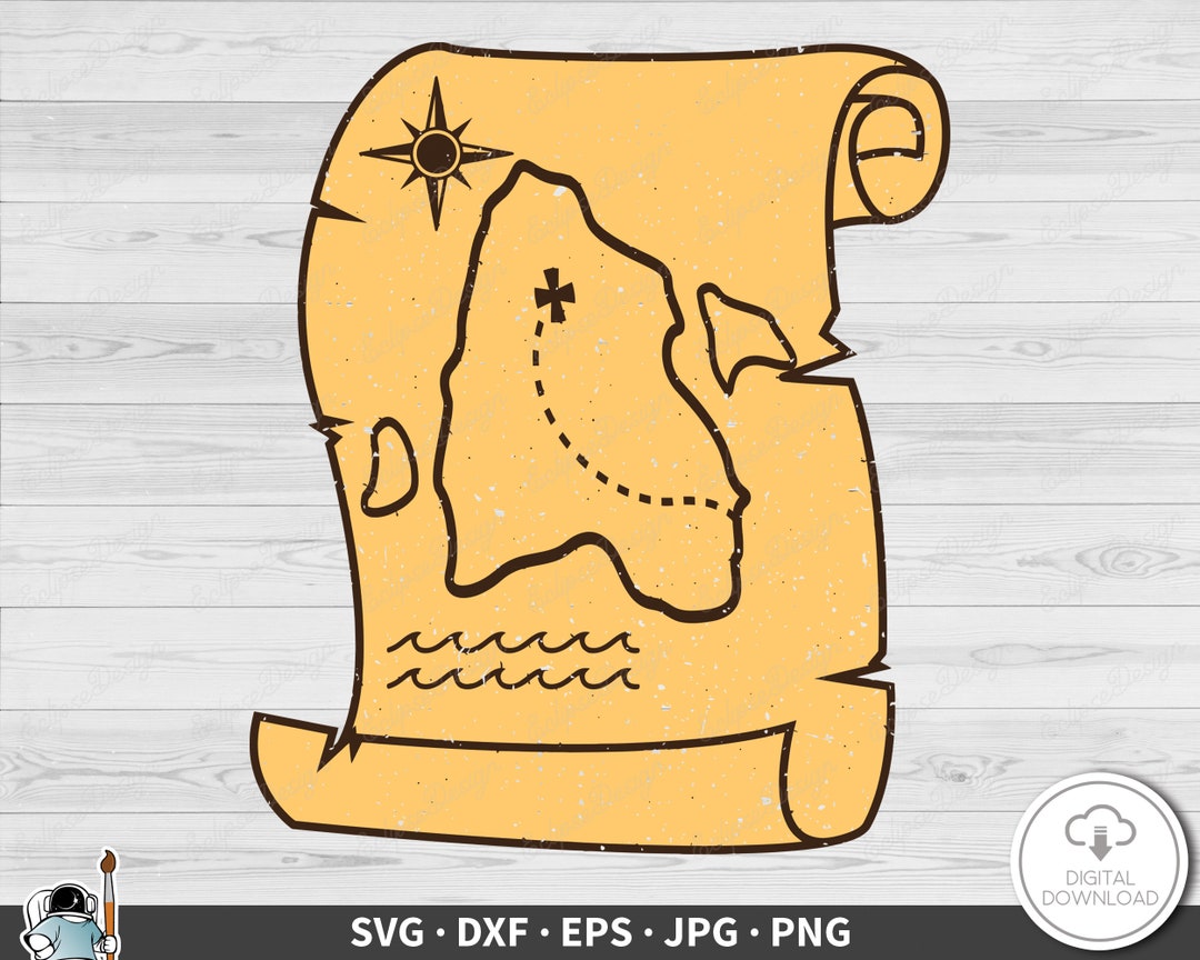 Treasure Map SVG Pirate Clip Art Cut File Silhouette Instant Digital ...