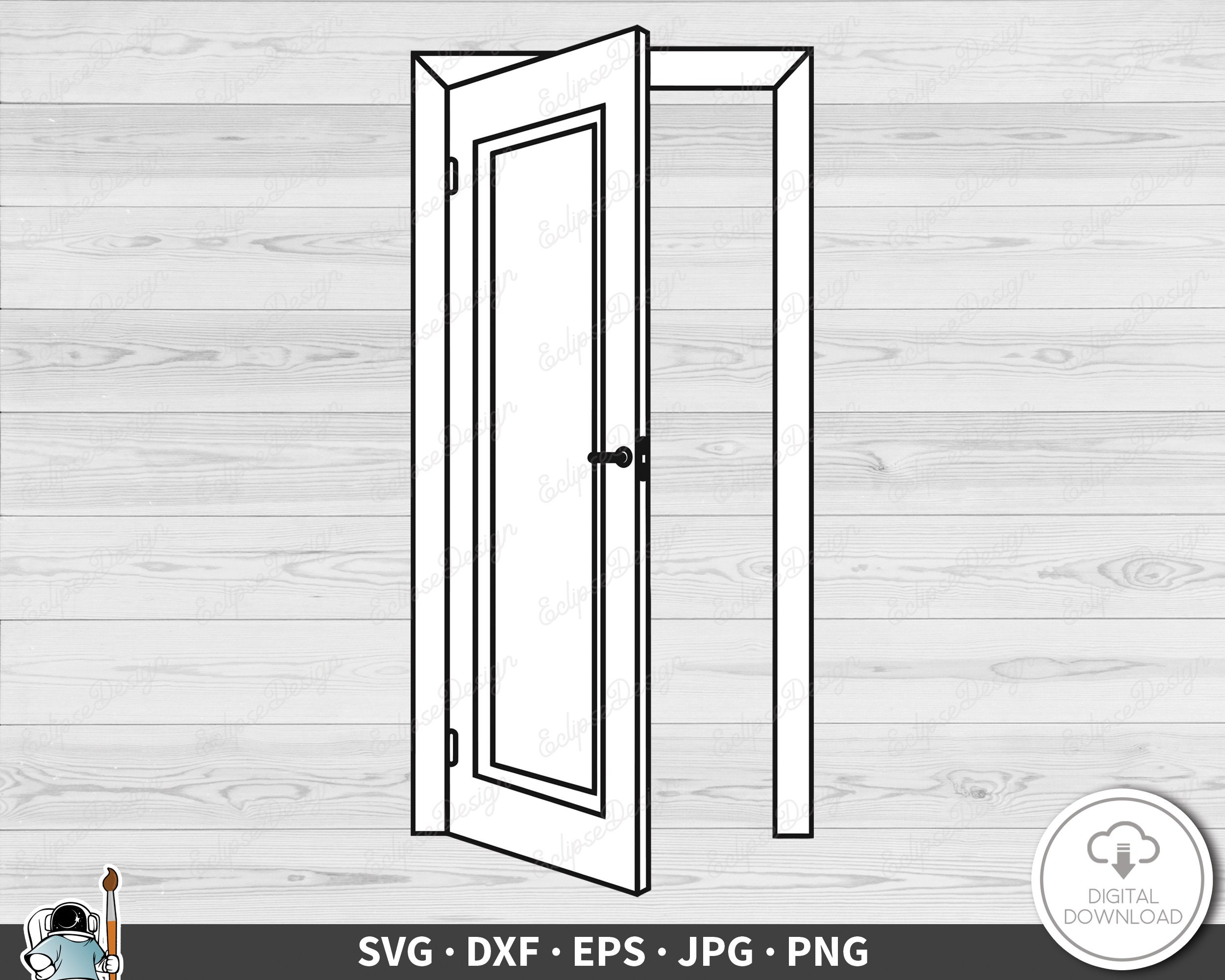 Open Door Clip Art Black And White