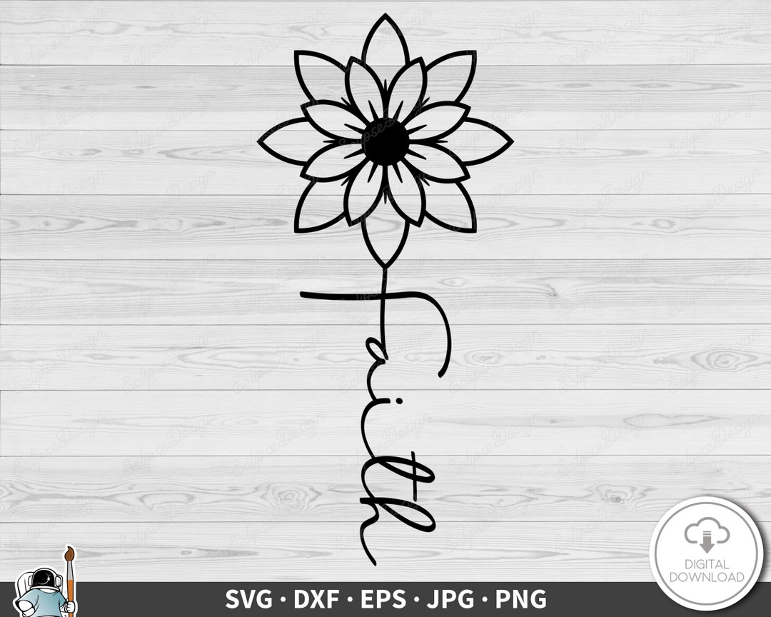 Faith Flower SVG Clip Art Cut File Silhouette Instant Digital Download ...