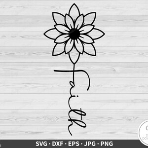 Faith Flower SVG Clip Art Cut File Silhouette Instant Digital Download ...
