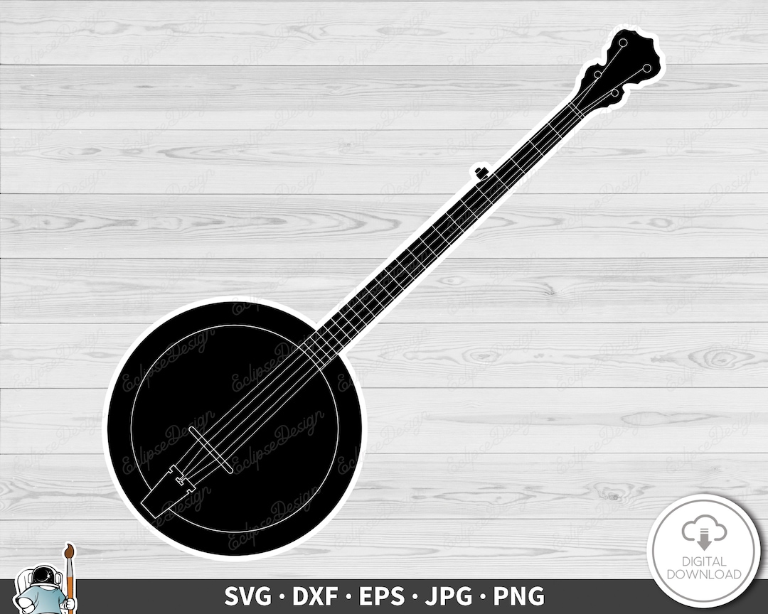 Banjo SVG Music Clip Art Cut File Silhouette Dxf Eps Png Jpg Instant ...