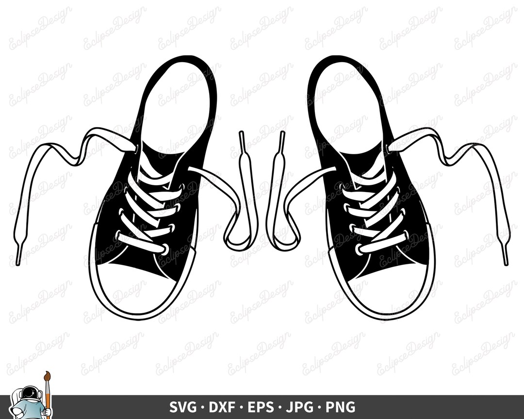 Sneaker Shoes Shoelaces SVG Clip Art Cut File Silhouette Dxf - Etsy