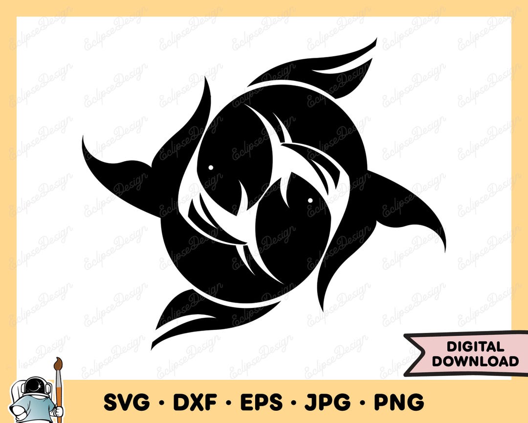 Pisces Horoscope Sign SVG Pisces PNG Pisces Clip Art Cut File ...