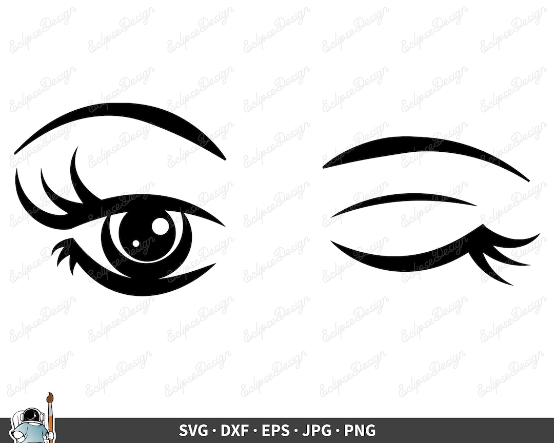 Winking Eye With Eyelashes SVG Clip Art Cut File Silhouette - Etsy
