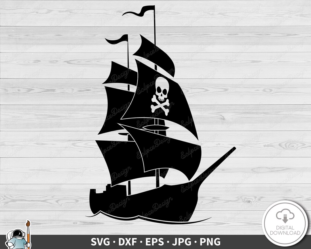 Pirate Ship SVG Clip Art Cut File Silhouette Instant Digital Download ...