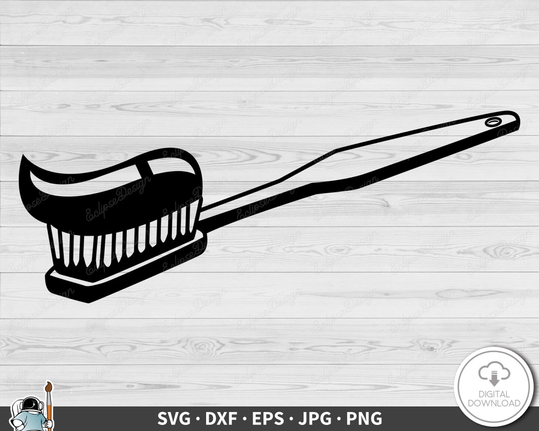 Toothbrush and Toothpaste SVG Clip Art Cut File Silhouette Instant ...