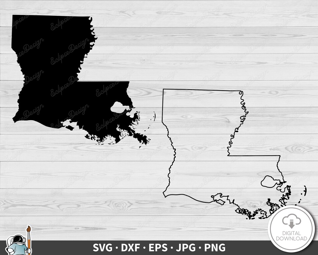 Louisiana SVG State Clip Art Cut File Silhouette Dxf Eps Png Jpg ...
